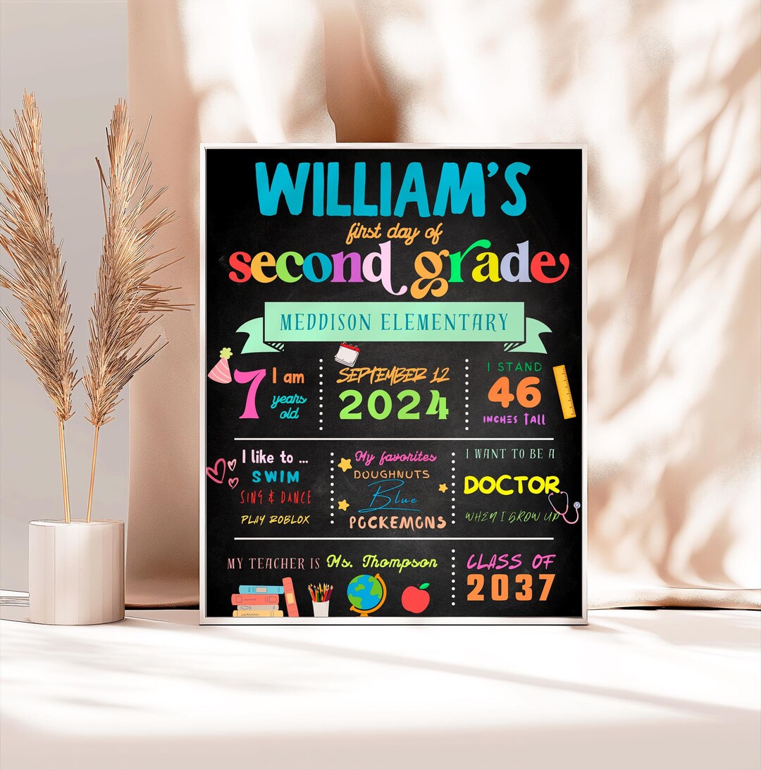Editable Back to School Sign Printable Canva Template, First & Last Day ...
