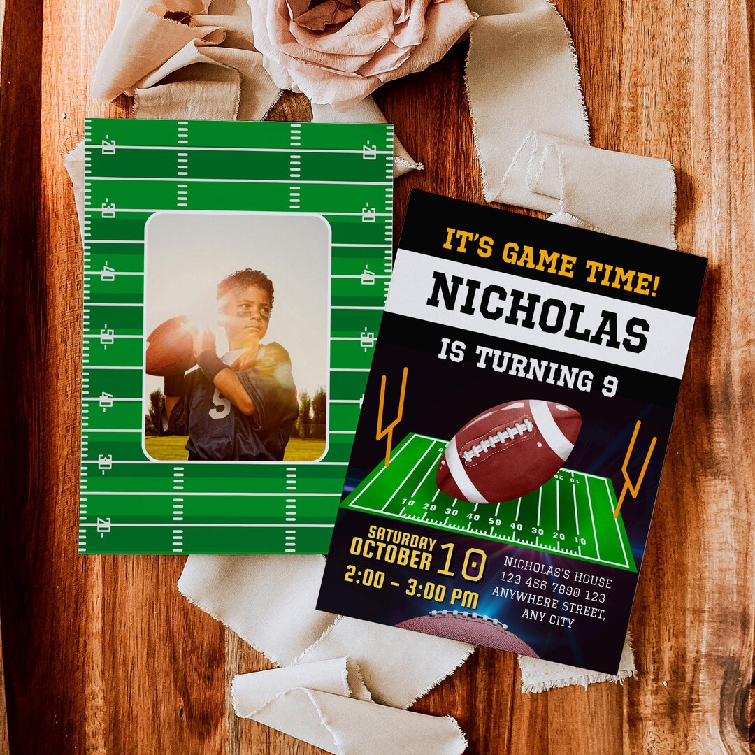 Editable Football Birthday Invitation Template, Game Time Sports Party ...