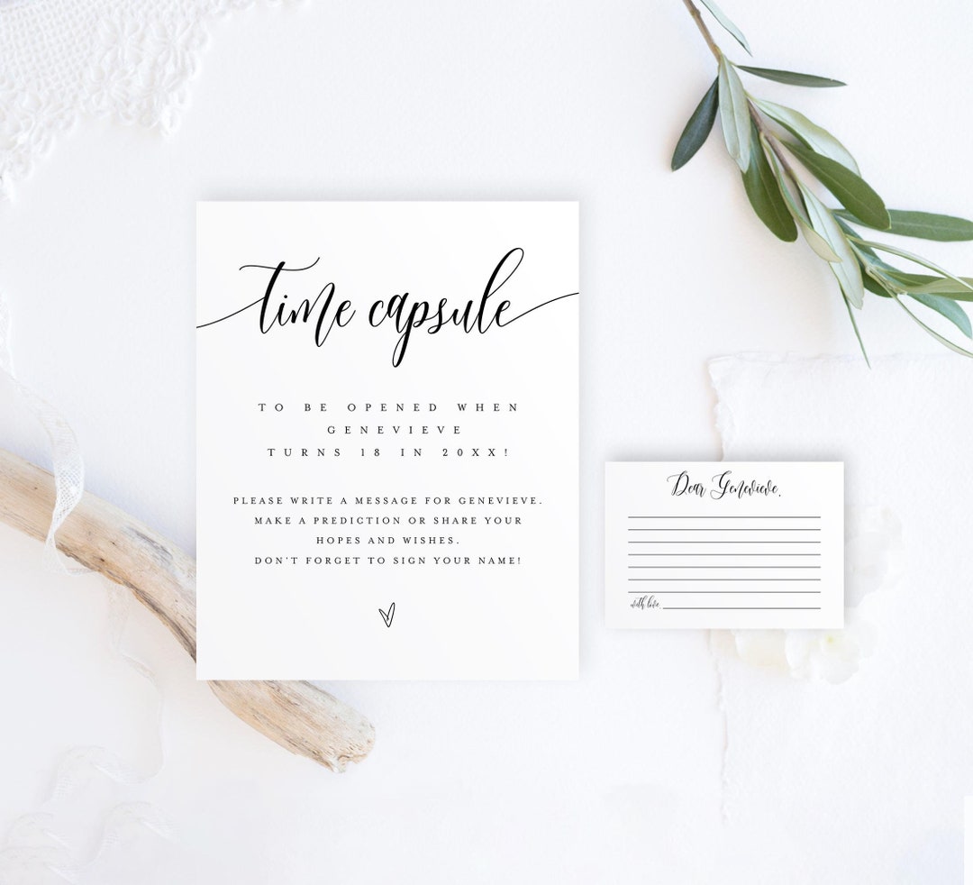 Printable Time Capsule Sign and Cards Template, Edit With Canva, First ...