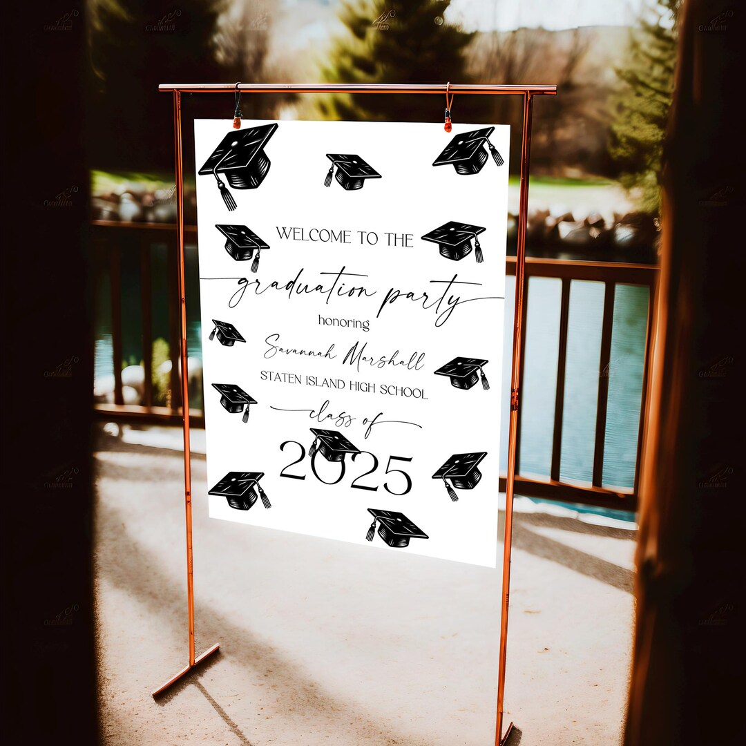 Graduation Party Welcome Sign Template Editable, Modern Minimalist ...