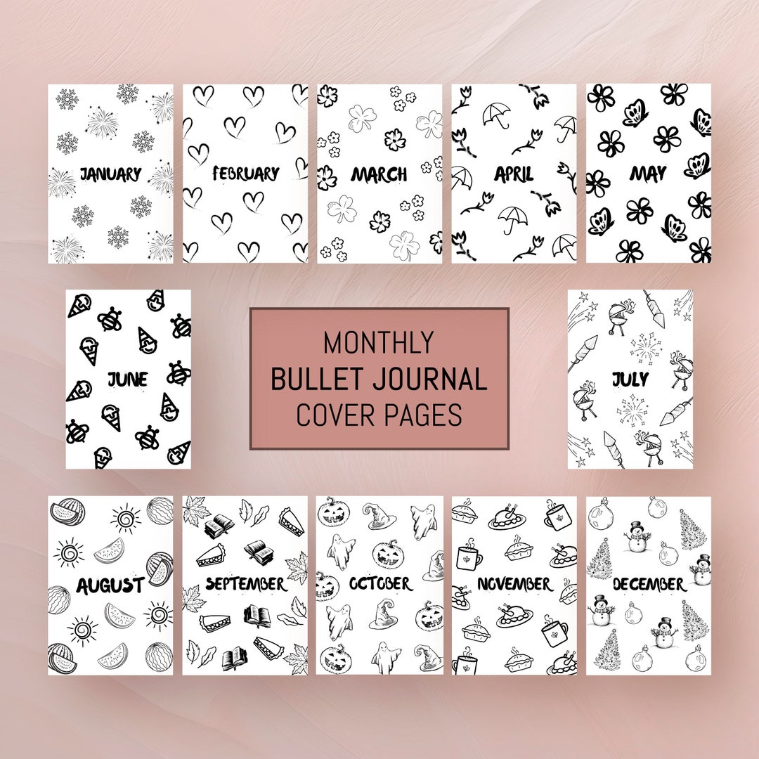 12 Monthly Cover Pages, A5 Journal Monthly Title Page, 2024 Planner 12 ...
