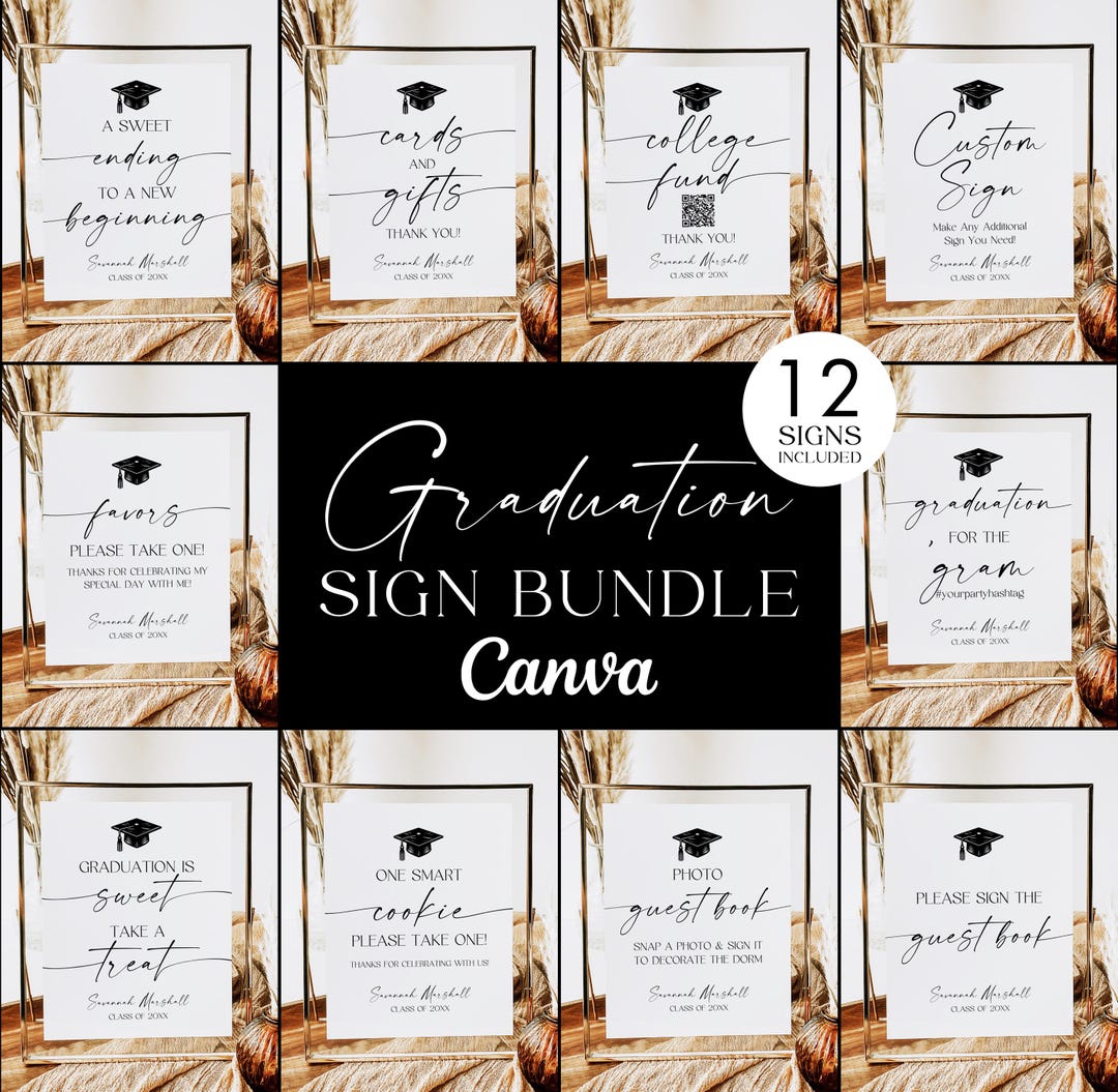Graduation Signs Bundle Modern Graduation Table Sign Minimalist ...
