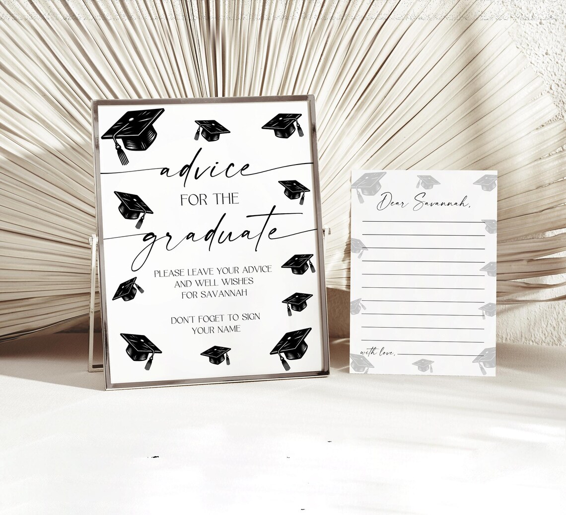 Editable Graduation Advice and Wishes Template, Printable Sign and Card ...