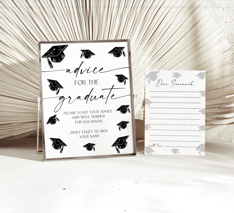 Editable Graduation Advice and Wishes Template, Printable Sign and Card ...