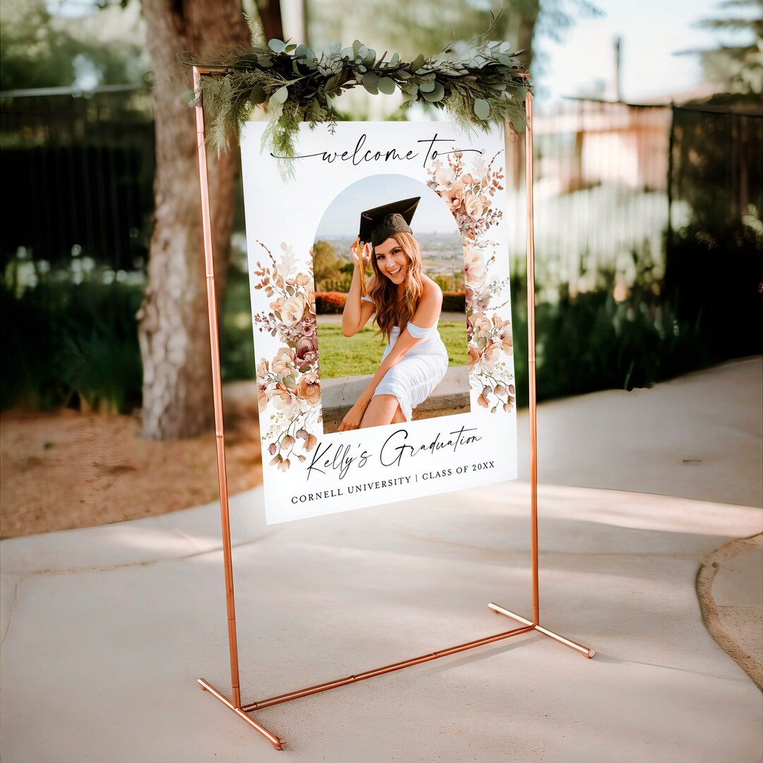 Graduation Welcome Sign With Photo, Grad Party Sign, Graduation Yard ...