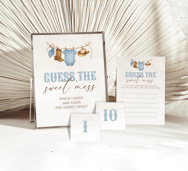 Little Cowboy Baby Shower Game, Guess the Sweet Mess & Don’t Say Baby ...