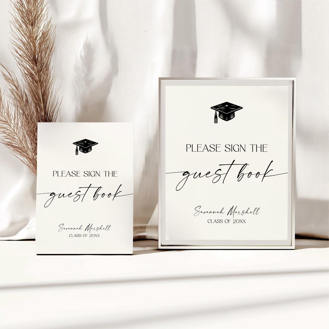 Graduation Guest Book Sign, Modern Minimalist Design (digital Download ...