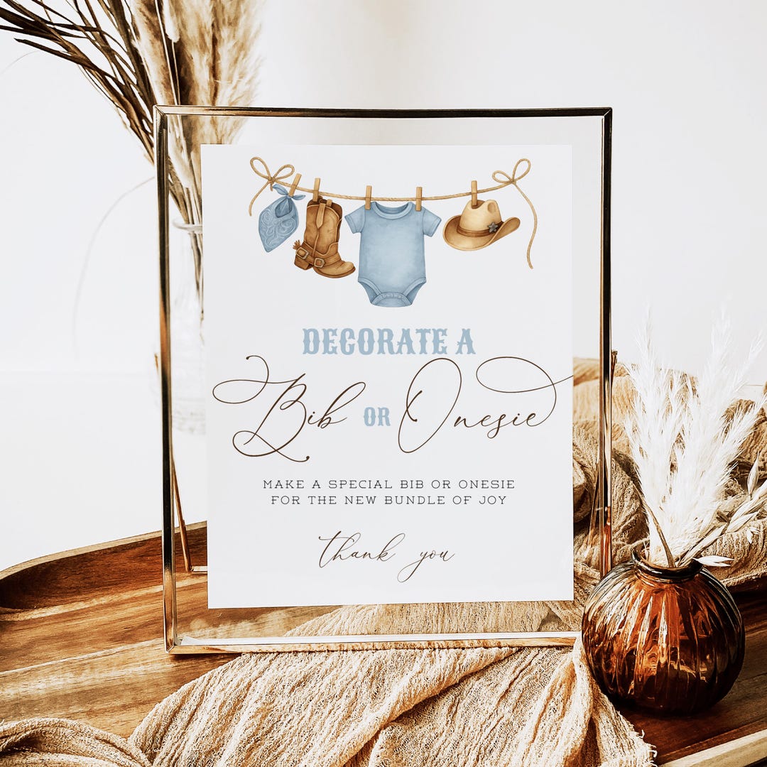 Decorate a Bib or Onesie Station Sign, Baby Shower Editable Game ...