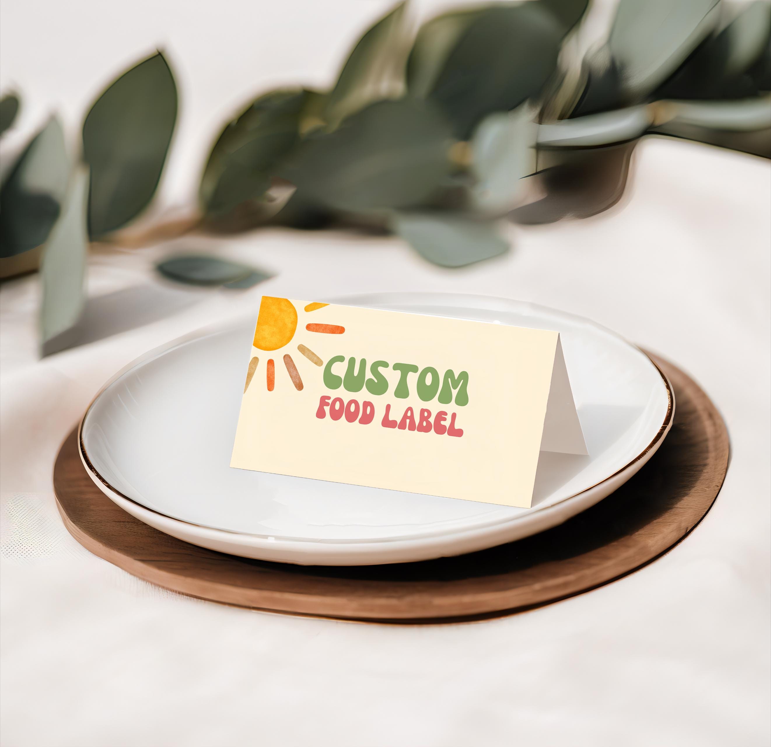 Retro Food Label Template: Editable Buffet Cards, Baby Shower Decor ...