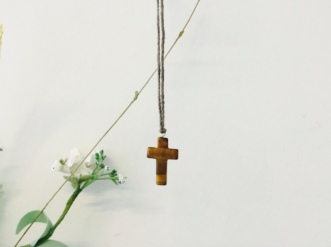 Cross / Natural Stone / Rear View Charm / Car Hanging - Etsy