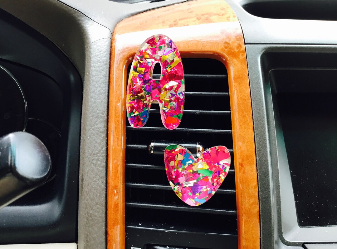 Bubble Letter Initial Heart Car Air Vent Clip Accessory - Etsy