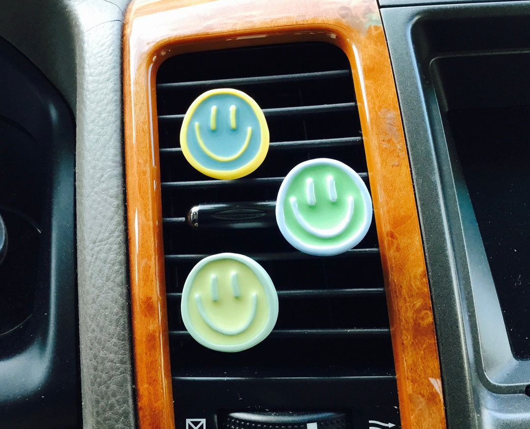 Smile Smiley Face Green Blue Car Vent Clip Hanger Hook Accessory ...