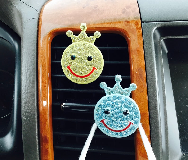 Smiley Face / Tiara/ Yellow / Blue / Crystal Car Air Vent Clip - Etsy