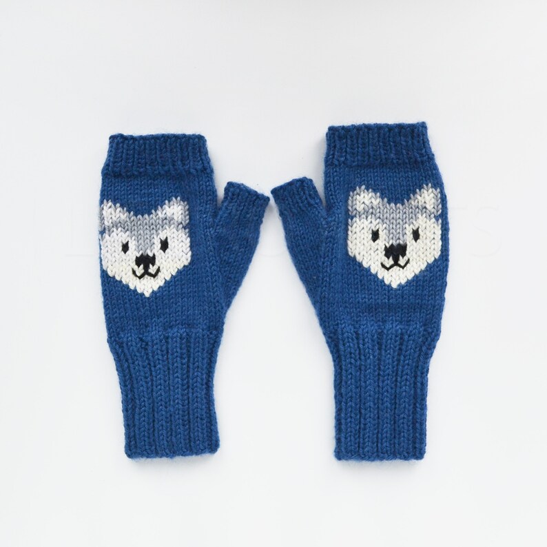 Blue Wool Fingerless Gloves for boy Arm Warmers for kid | Etsy