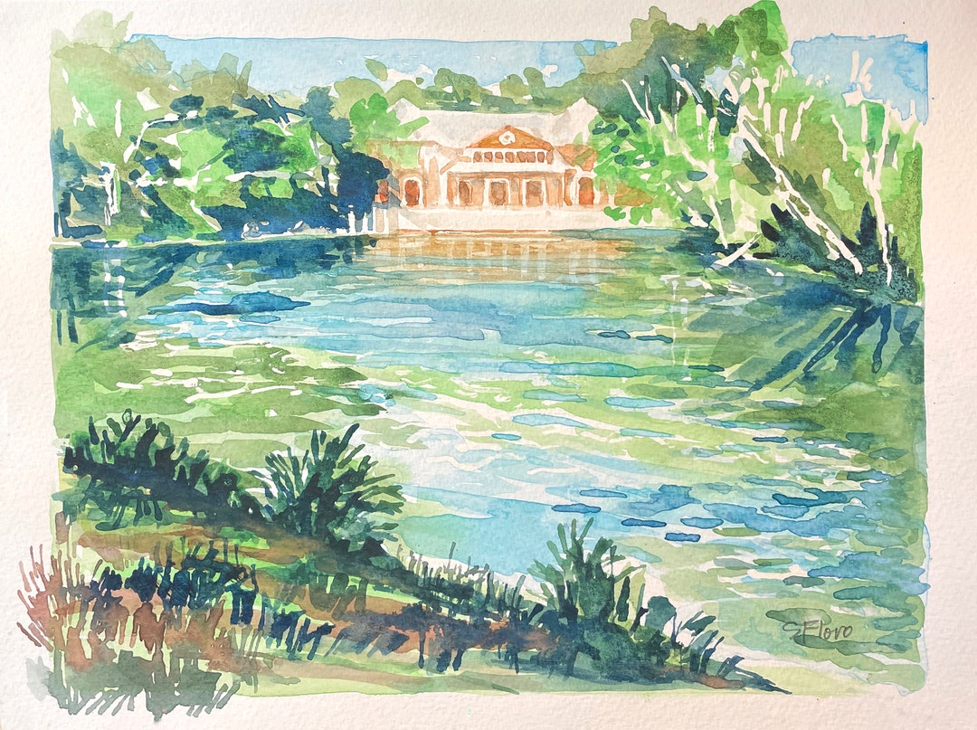 Original Watercolor Painting. Northeastern Univ Boathouse Along the ...