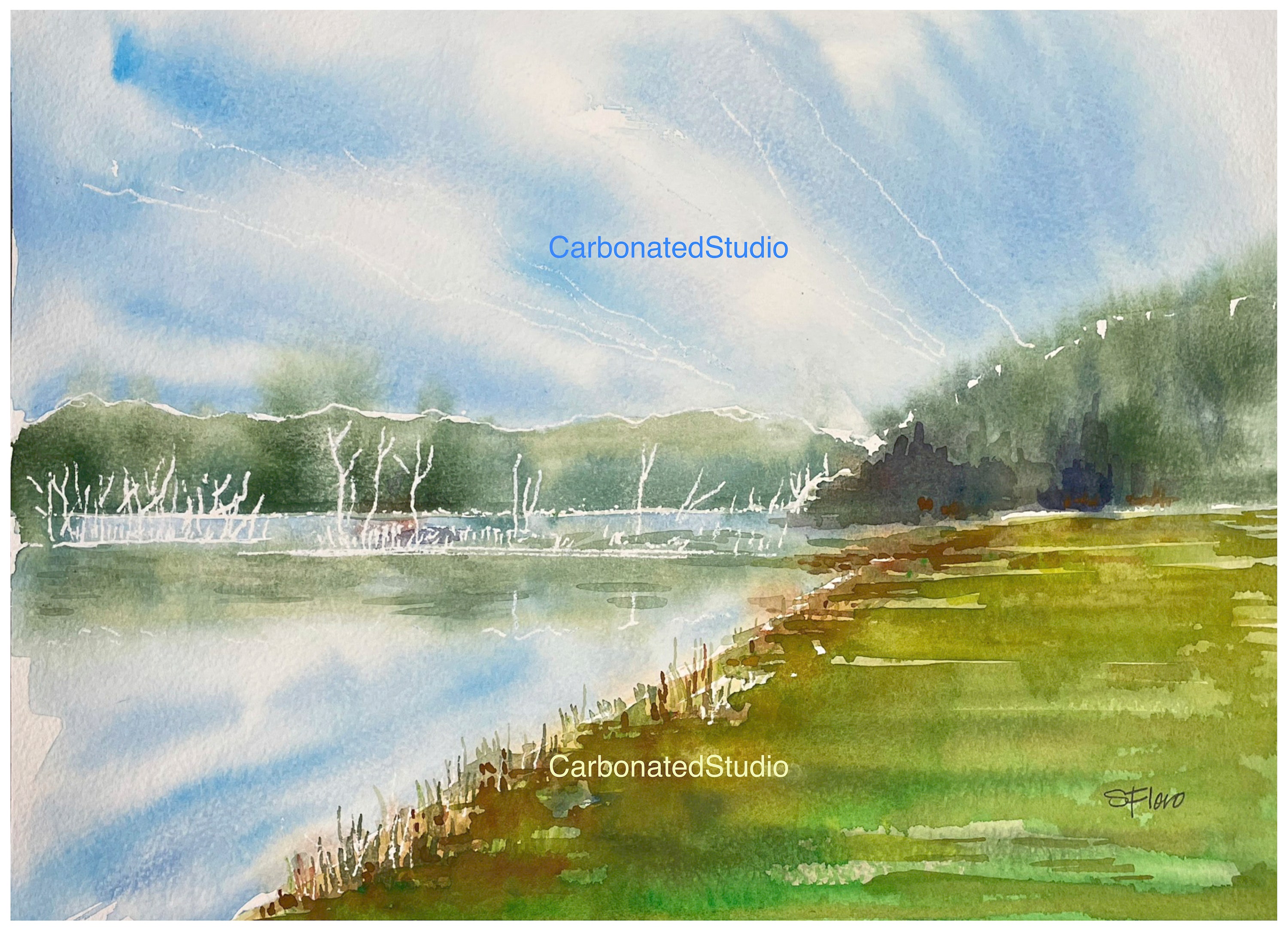 Delicate Art Style. Digital Download Watercolor Landscape.orig:10x14 ...