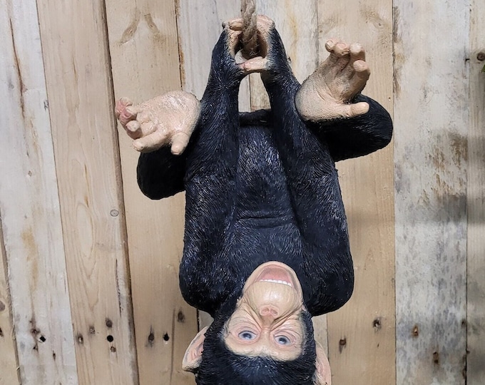 Chimp on a Rope Climbing Monkey Ornament Garden Decoration - Etsy UK