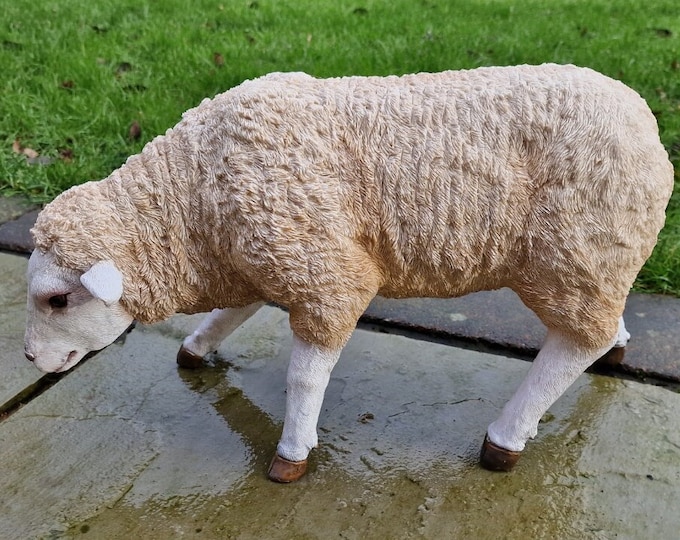 Large Standing Sheep Figure, Lamb Garden Statue, Farm Animal Resin ...