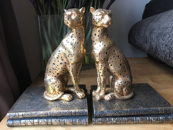 Cheetah Gold Bookends - Etsy