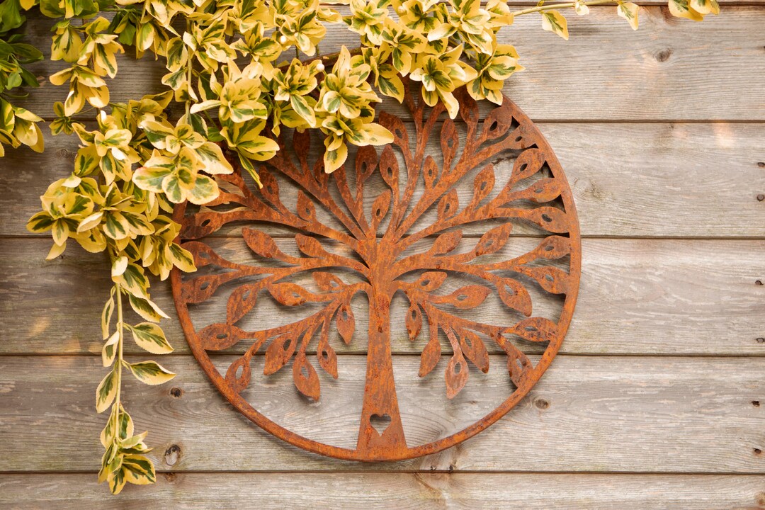 Tree of Life Woodland Love Tree Wall Plaque, 40cm, Lightweight Rusted ...