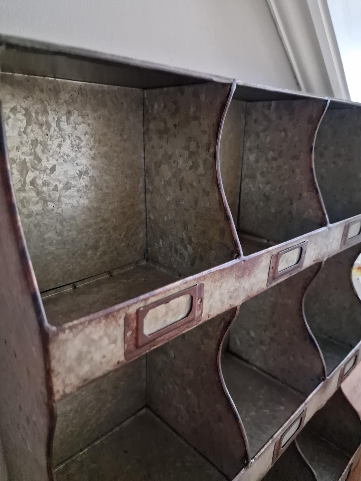 9 Pigeon Hole Wall Storage Metal Shelf Unit, Shelving, Display, Vintage ...