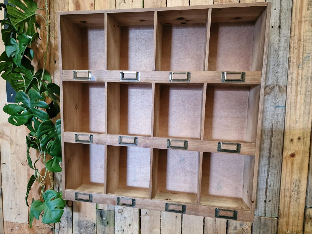 Wooden Pigeon Hole Wall Shelf Unit, Shelving Storage, Display, Vintage ...