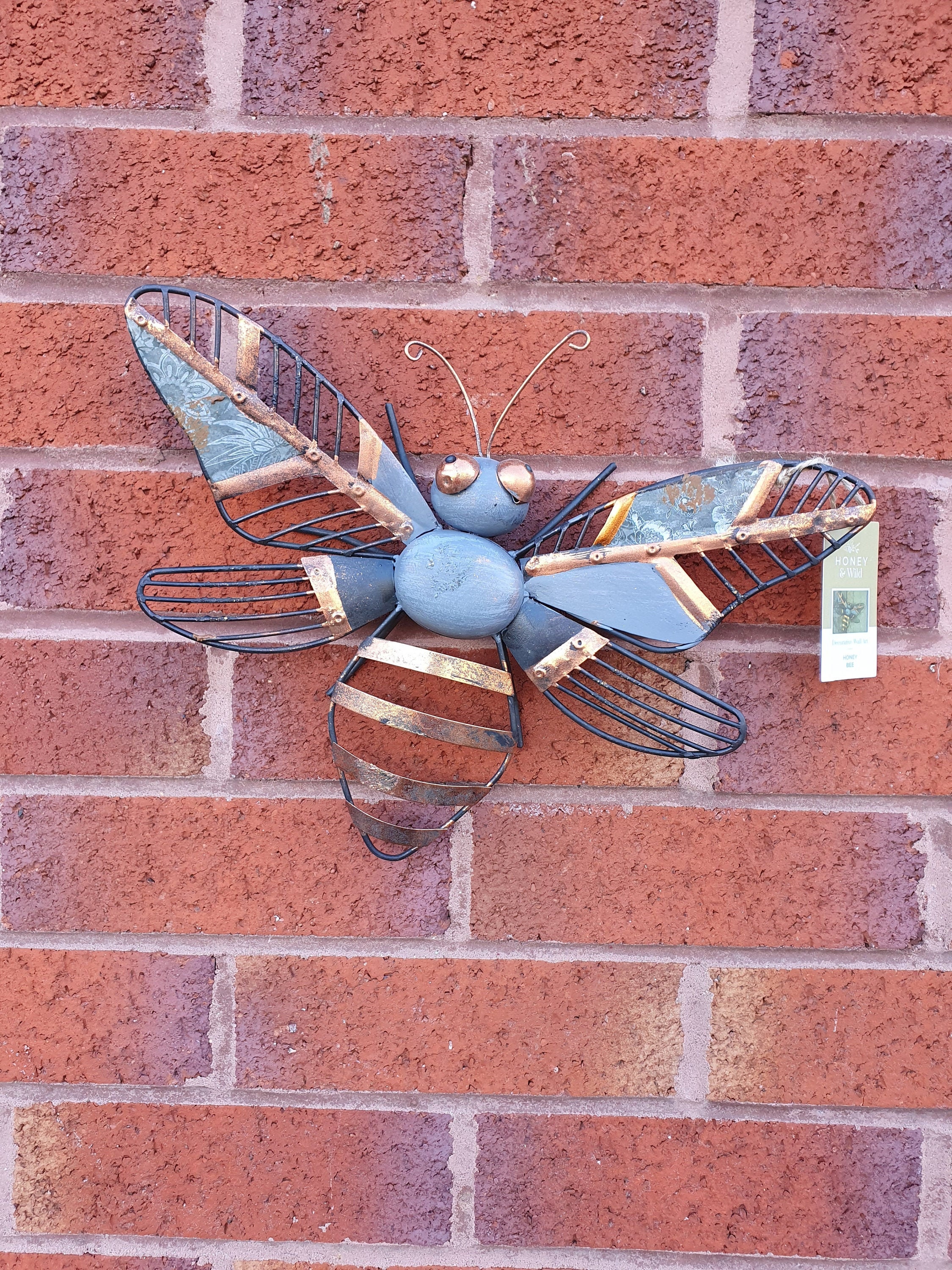 Metal Bee Garden Wall Sculpture Grey & Copper Decoration Art | Etsy