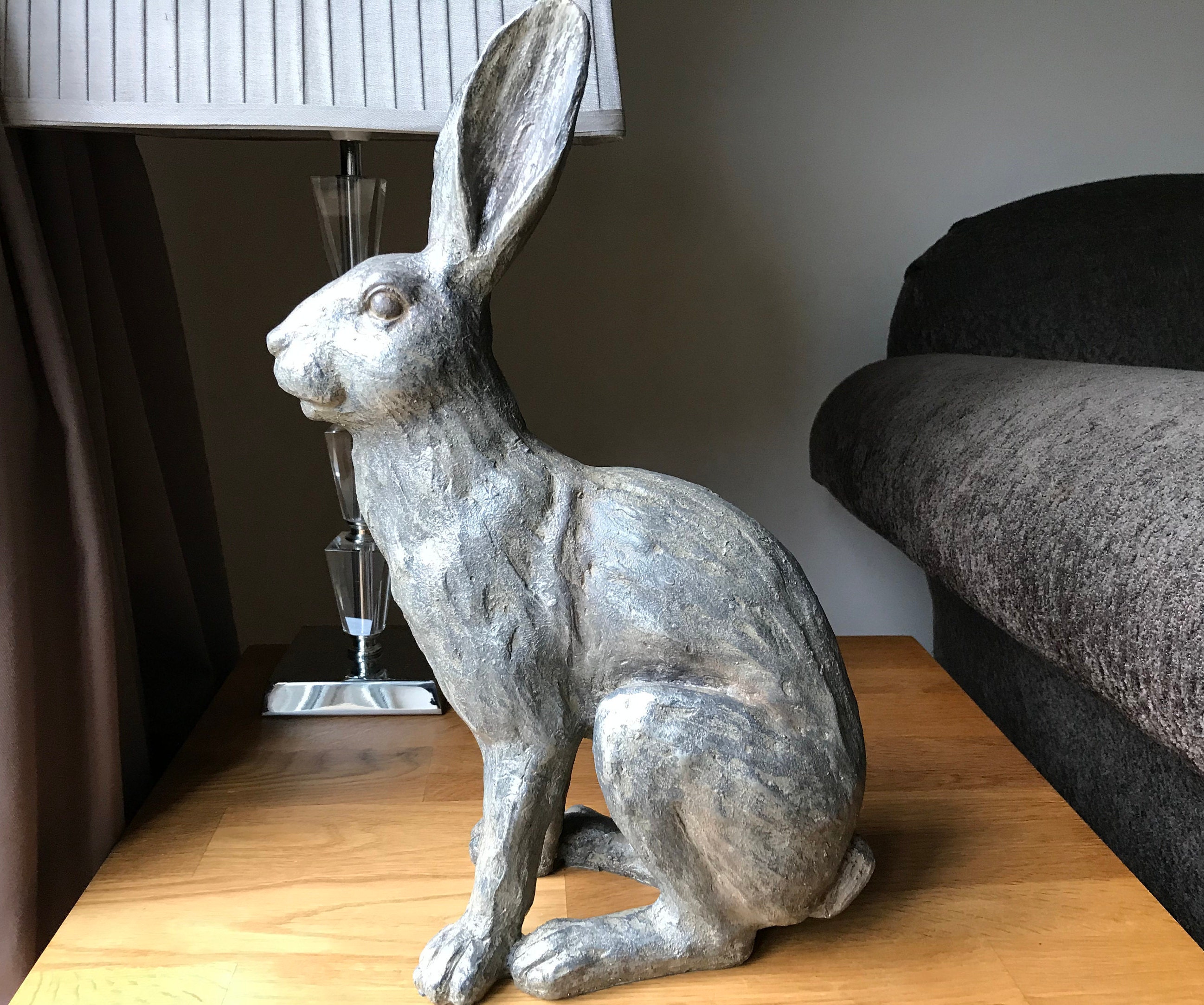 Pair of Large Sitting Hares Rabbit Ornament Figure Sculpture - Etsy UK