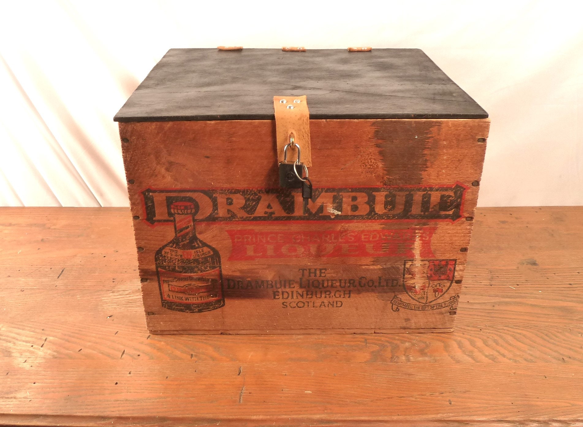 Drambuie Liquor Wood Crate Box With Lid, Rustic Decor, Storage Box ...