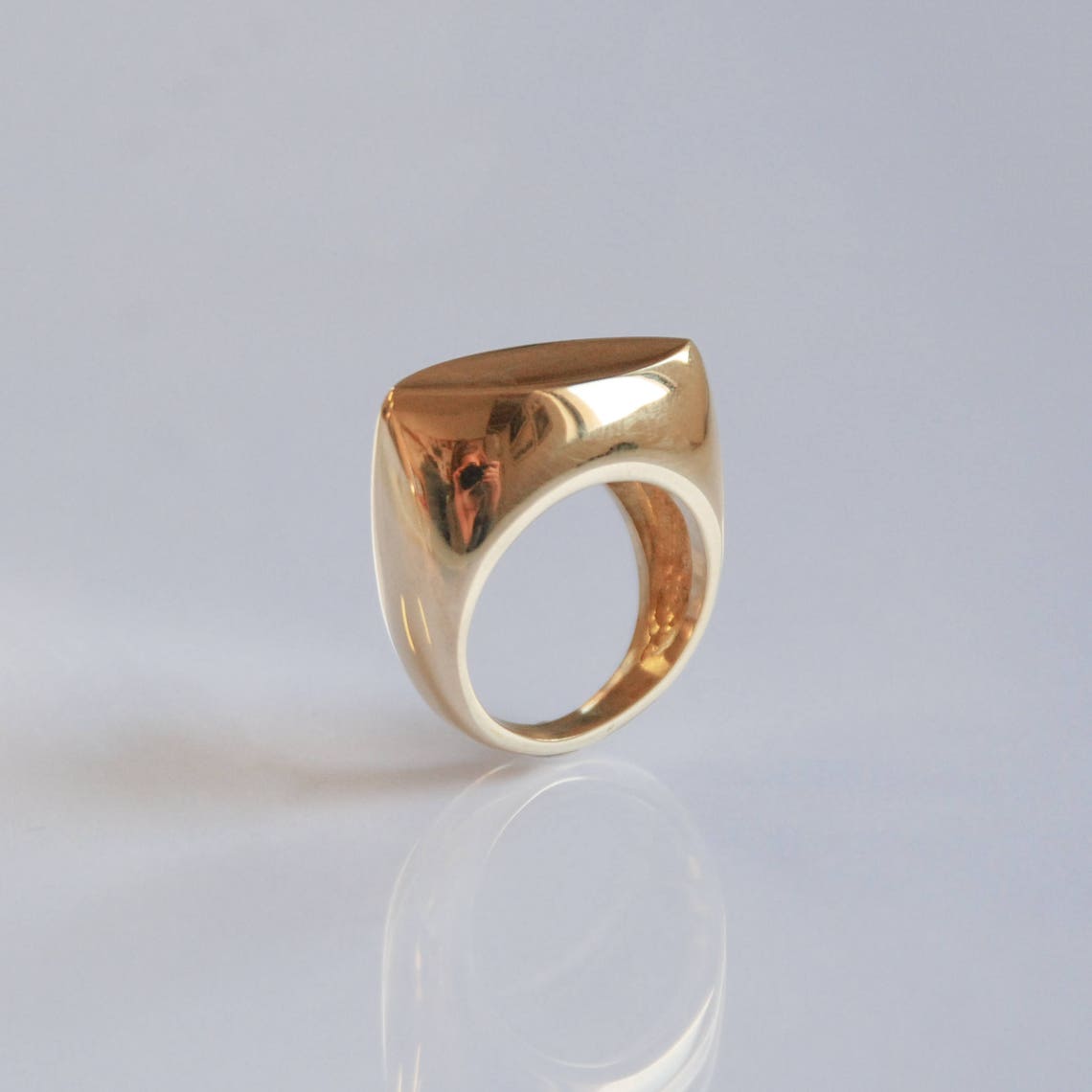 Oval High Signet Ring Solid Gold Signet Ring Trendy Gold - Etsy