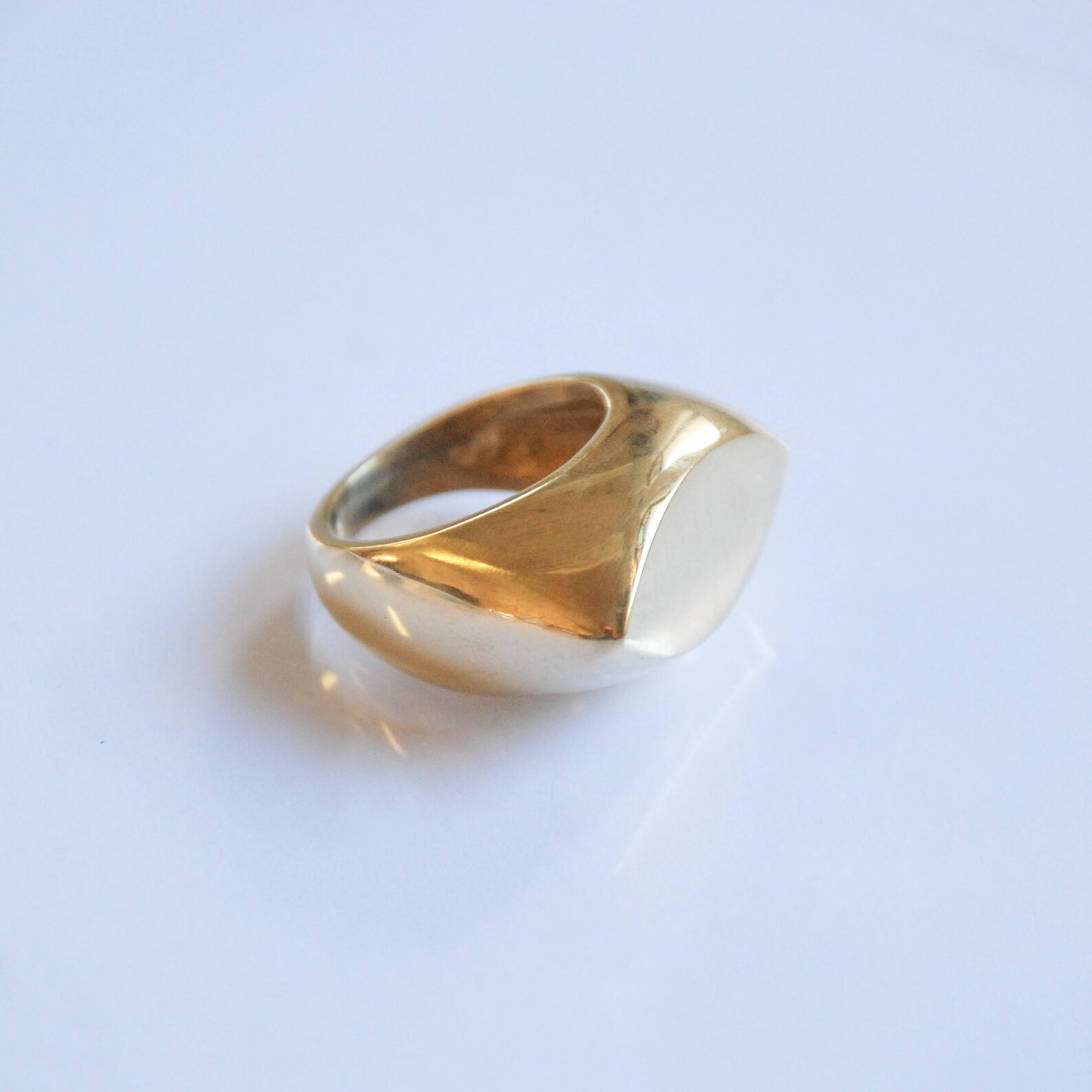 Oval High Signet Ring Solid Gold Signet Ring Trendy Gold - Etsy