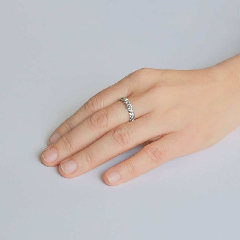 Braided Silver Ring, Women's Braided Ring, Braided Band Ring, Wire Ring ...