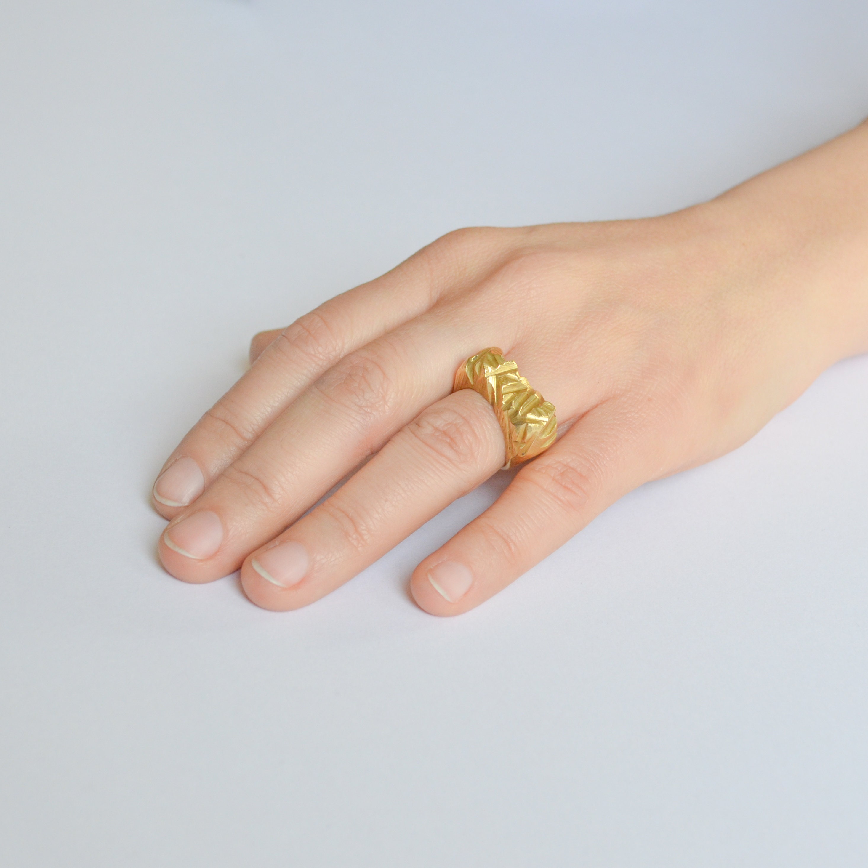 Unique Avant Garde Ring, Unusual Statement Ring, 14k Yellow Gold Ring ...