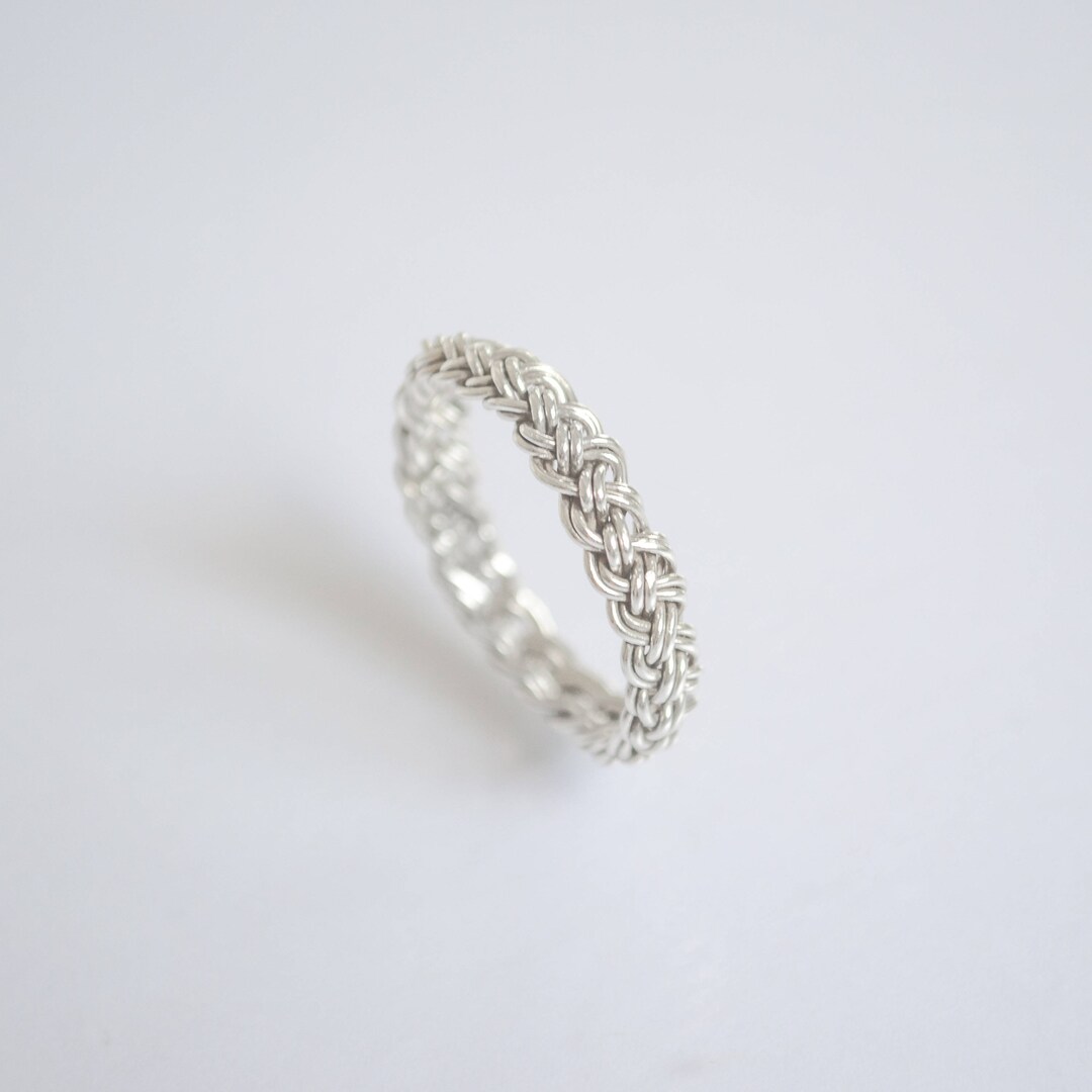 Braided Silver Ring, Women's Braided Ring, Braided Band Ring, Wire Ring ...