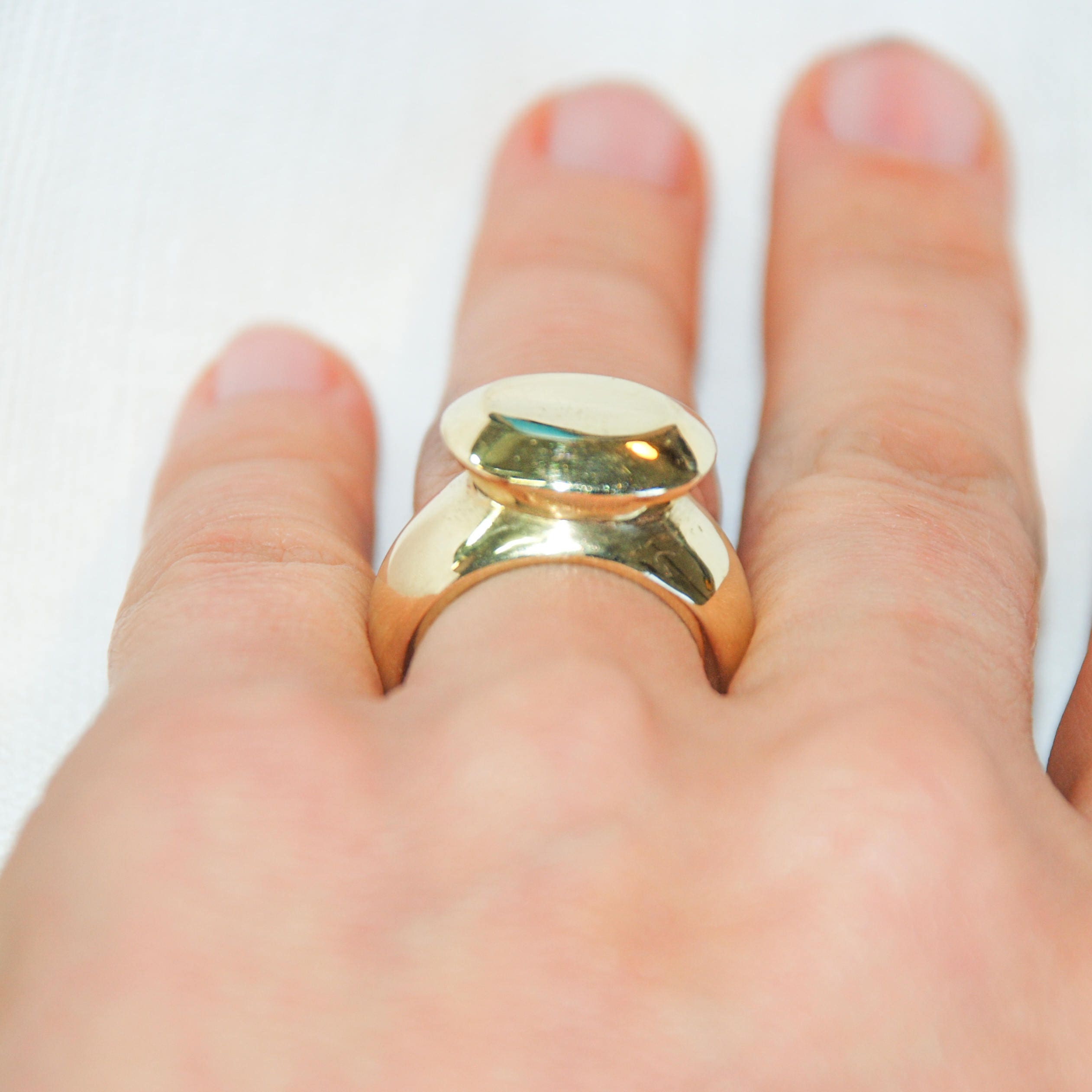 Gold Signet Ring, Chunky Gold Ring, Gold Oval Ring, Statement Rings for ...