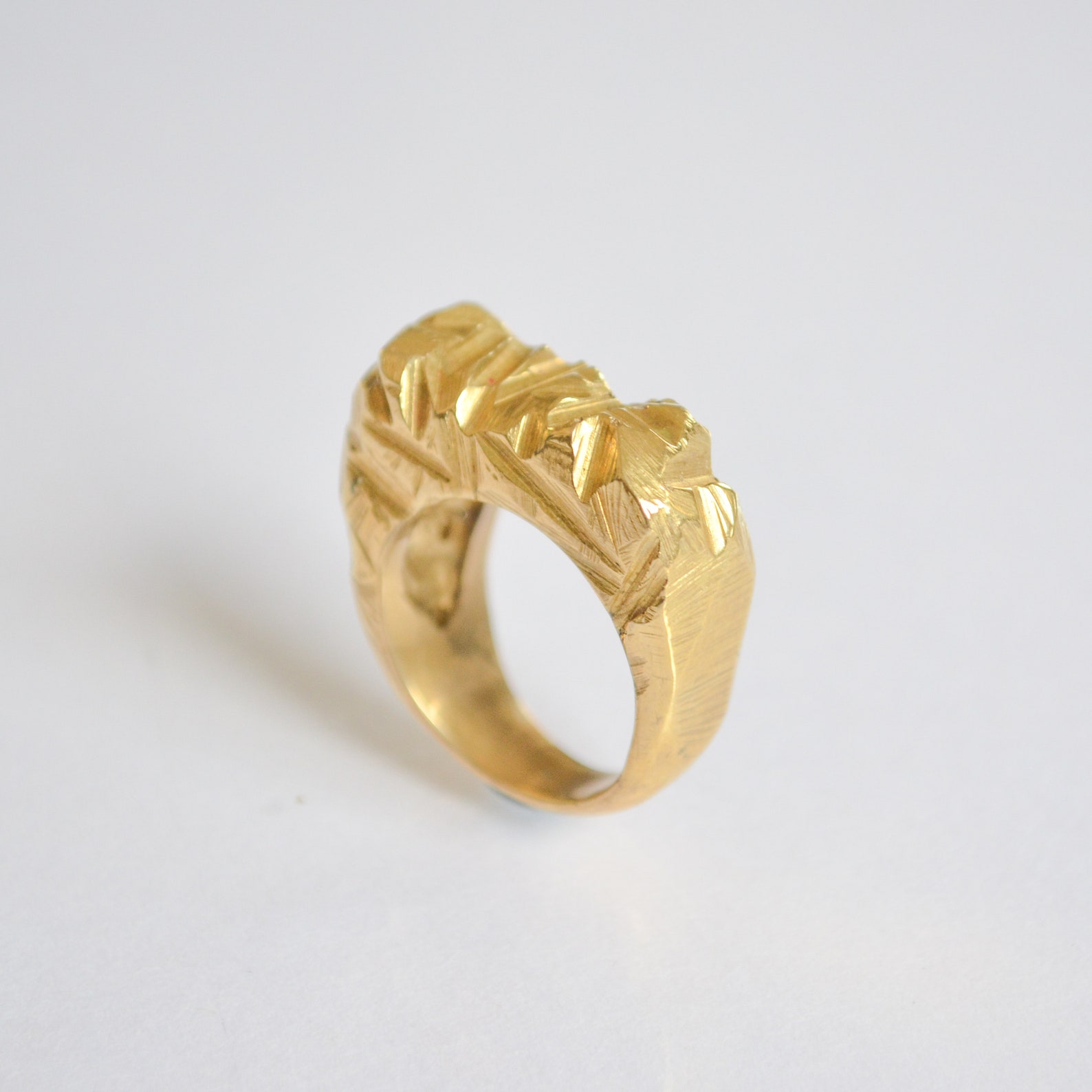 Unique Avant Garde Ring, Unusual Statement Ring, 14k Yellow Gold Ring ...