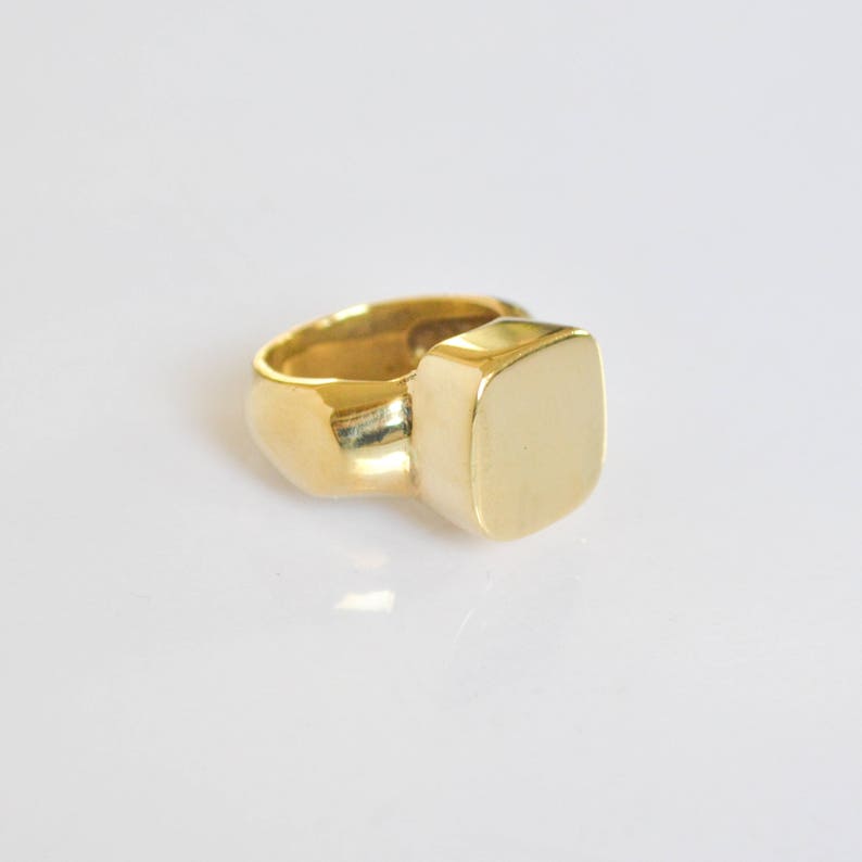 Square Signet Ring Statement Square Ring 14k Gold Ring for - Etsy