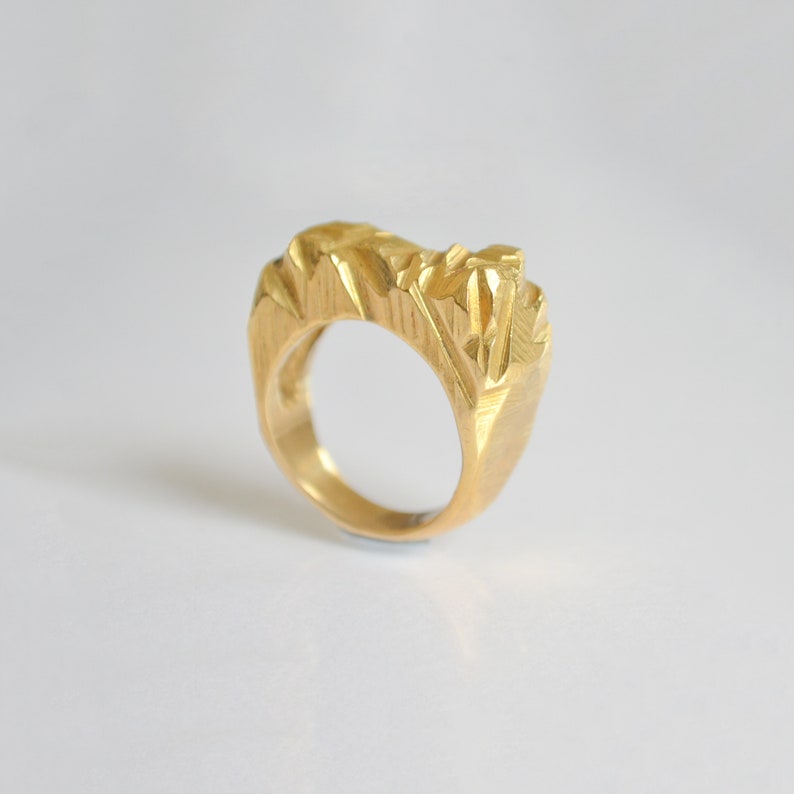 Unique Avant Garde Ring, Unusual Statement Ring, 14k Yellow Gold Ring ...