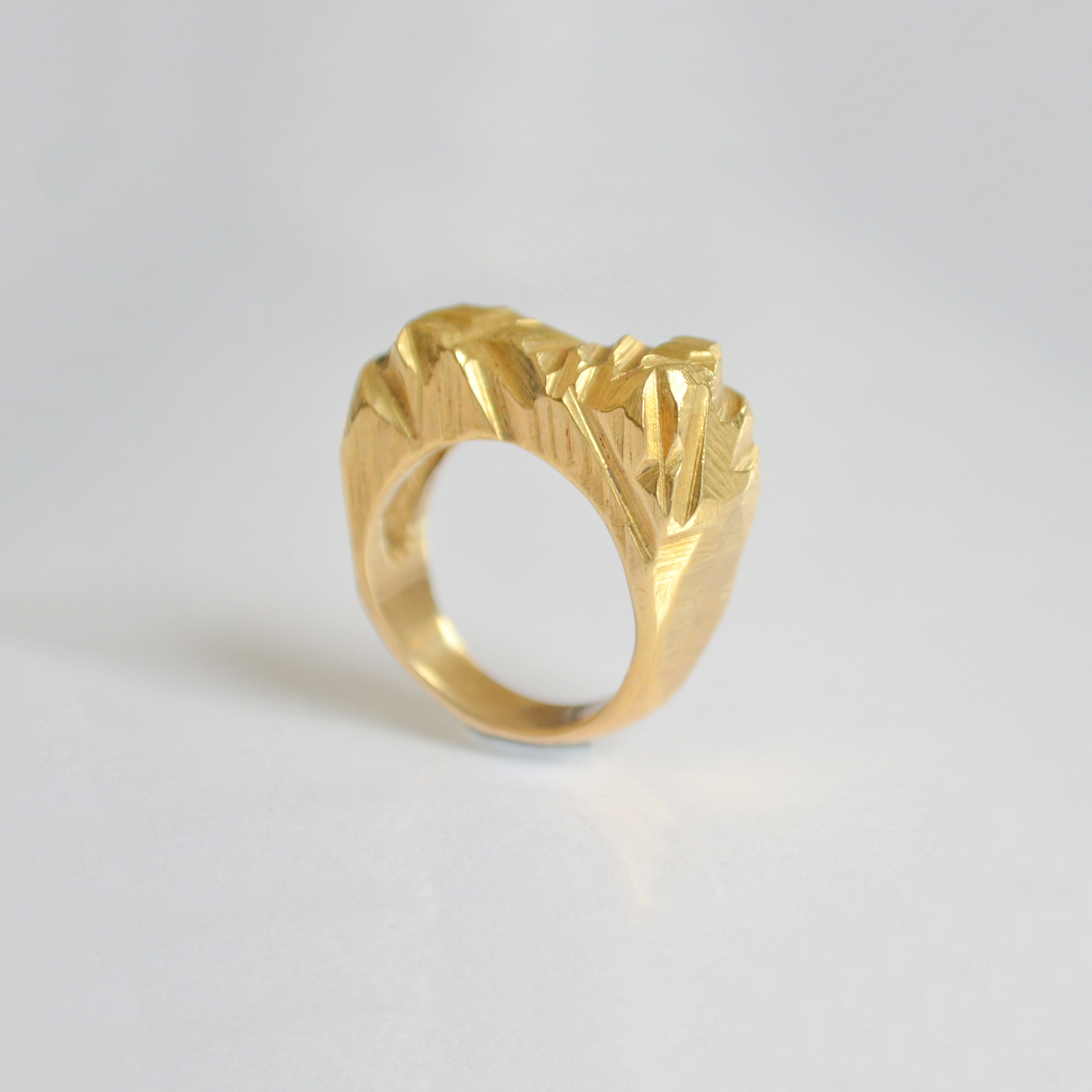 Unique Avant Garde Ring, Unusual Statement Ring, 14k Yellow Gold Ring ...