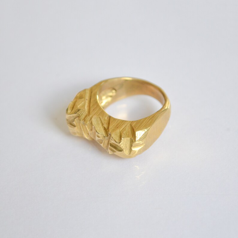 Unique Avant Garde Ring, Unusual Statement Ring, 14k Yellow Gold Ring ...