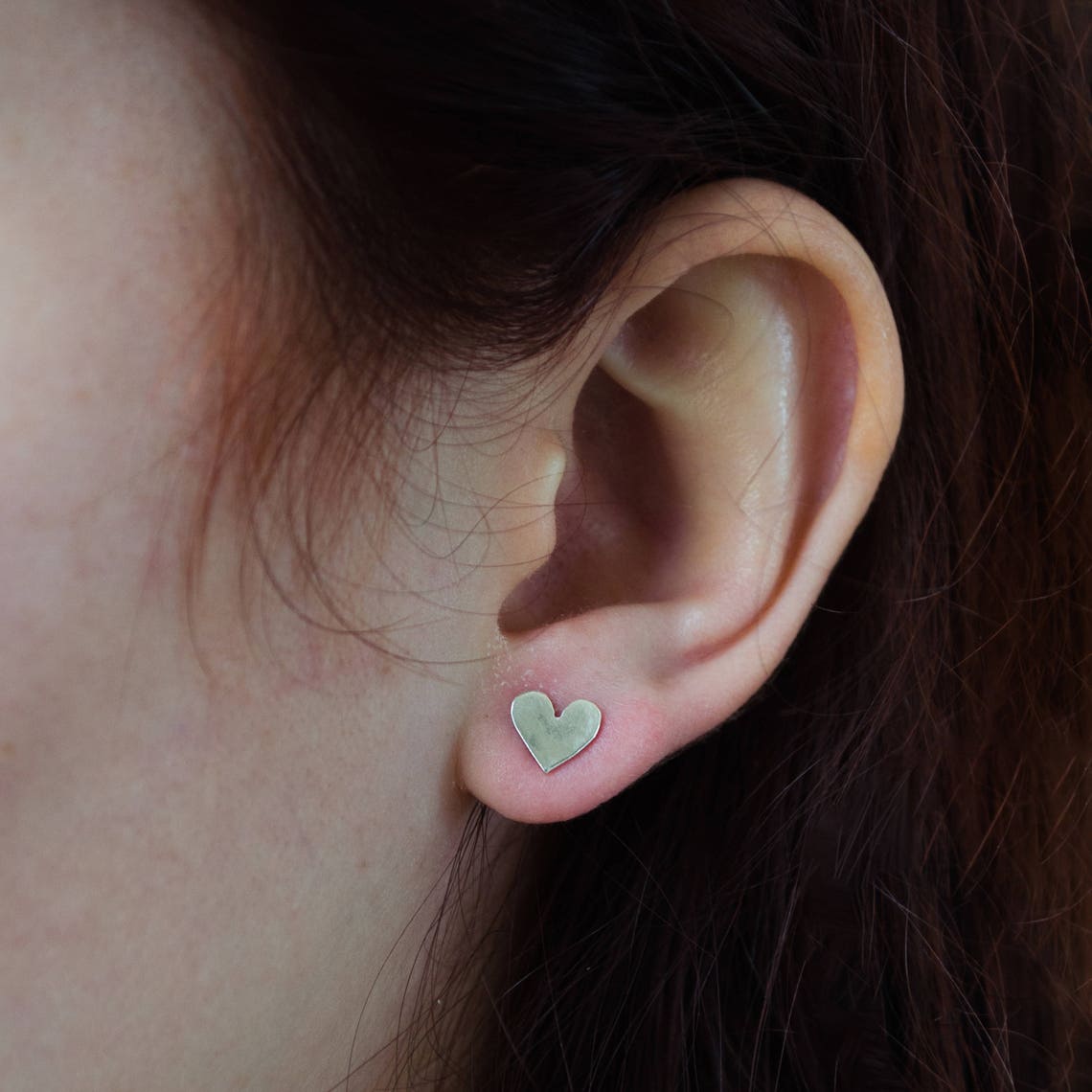 Heart Earrings, Silver Heart Earrings, Heart Stud Earrings, Heart ...