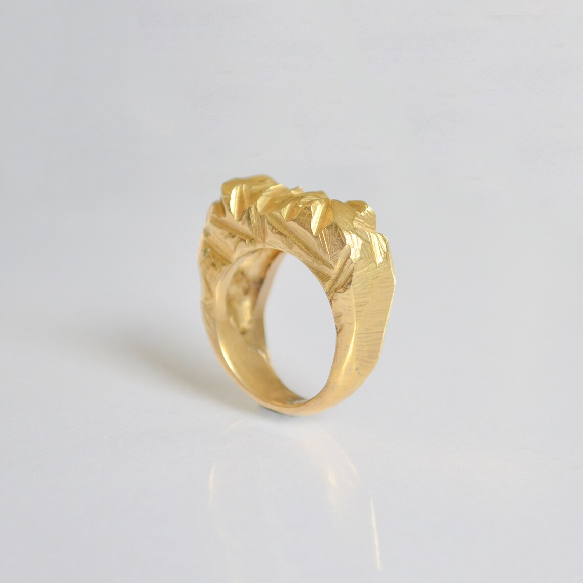 Unique Avant Garde Ring, Unusual Statement Ring, 14k Yellow Gold Ring ...