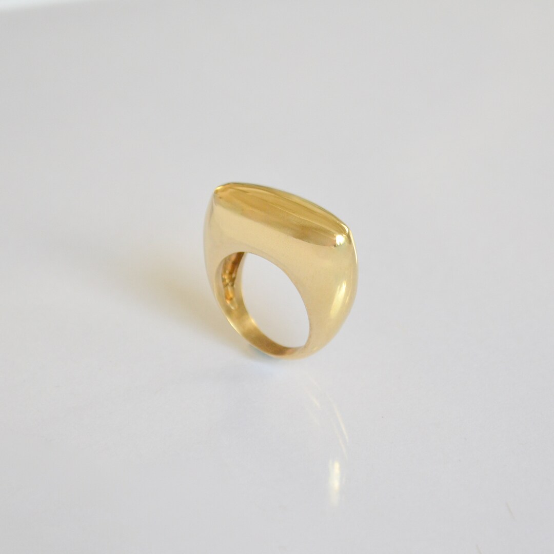 Unique 14K Yellow Gold Ring, Gold Dome Ring, Statement Ring, Unusual ...