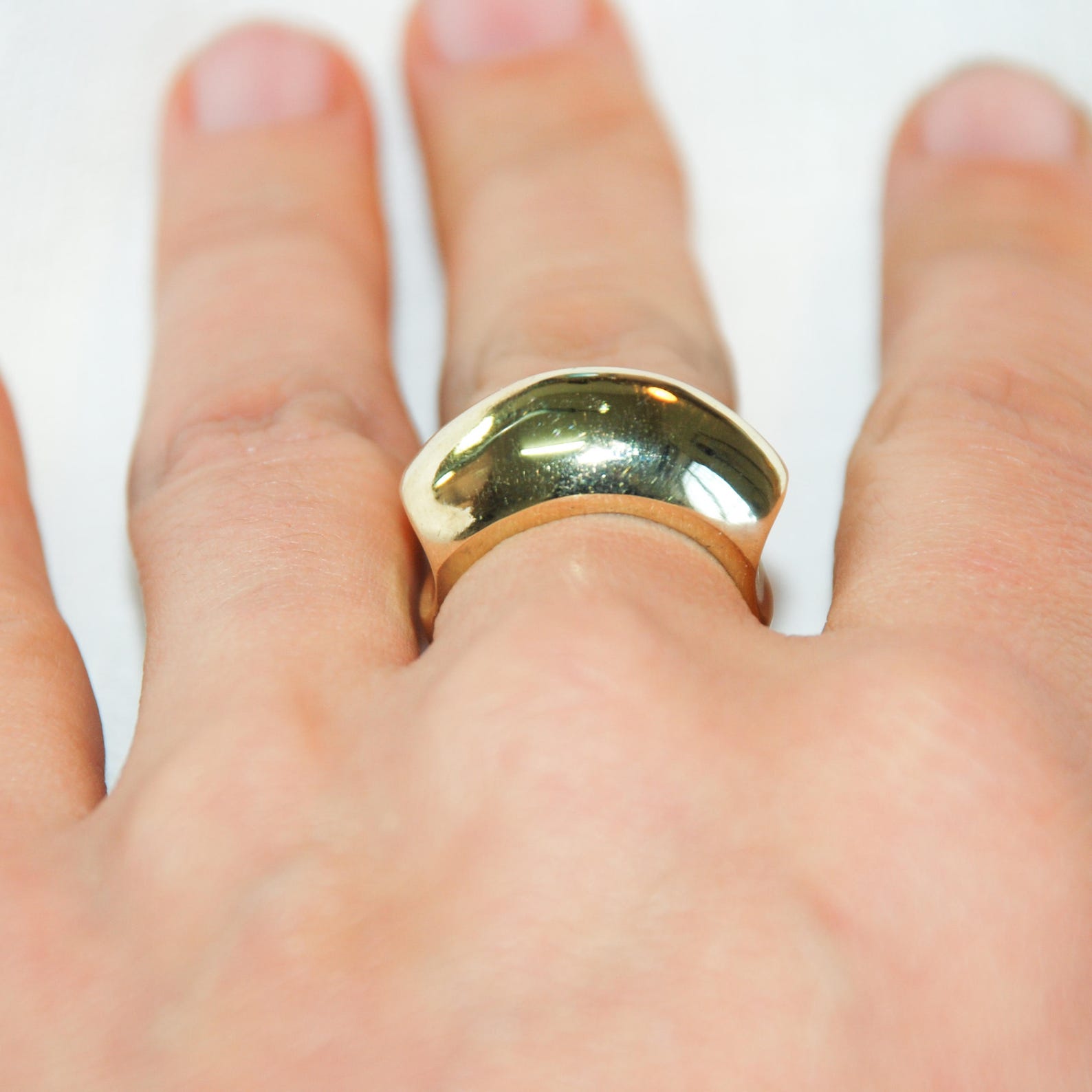 Gold Dome Ring, Dome Ring, 14k Gold Statement Ring, Unique Women's Ring ...