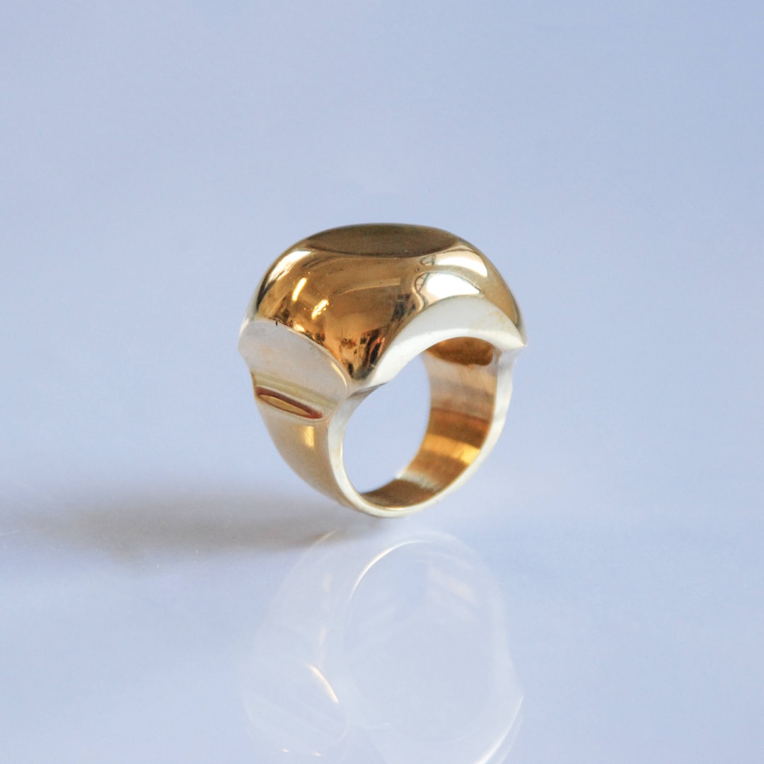 Statement Gold Ring for Women, Chunky Gold Ring, Dome Ring, 14K Gold ...