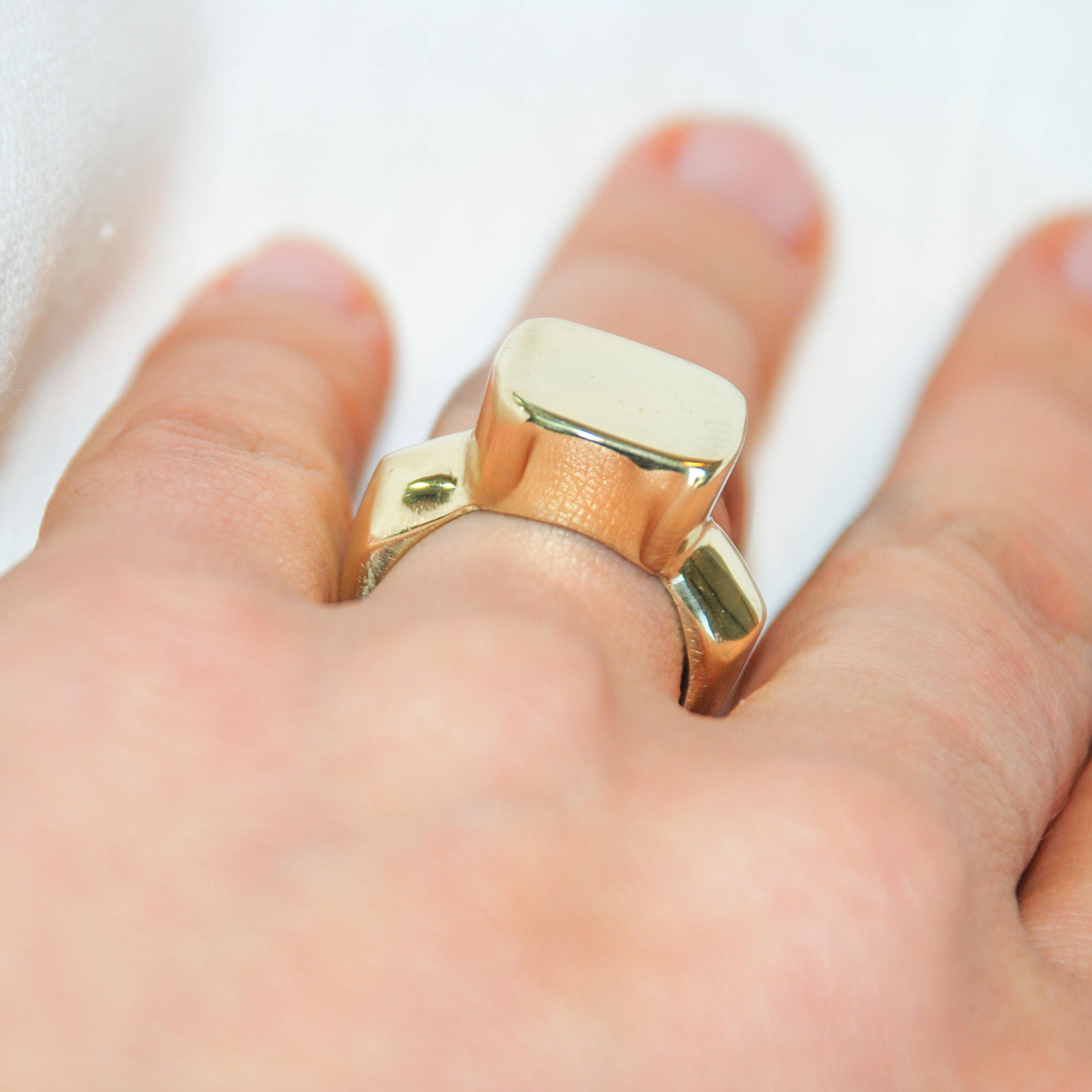 Square Signet Ring Statement Square Ring 14k Gold Ring for - Etsy