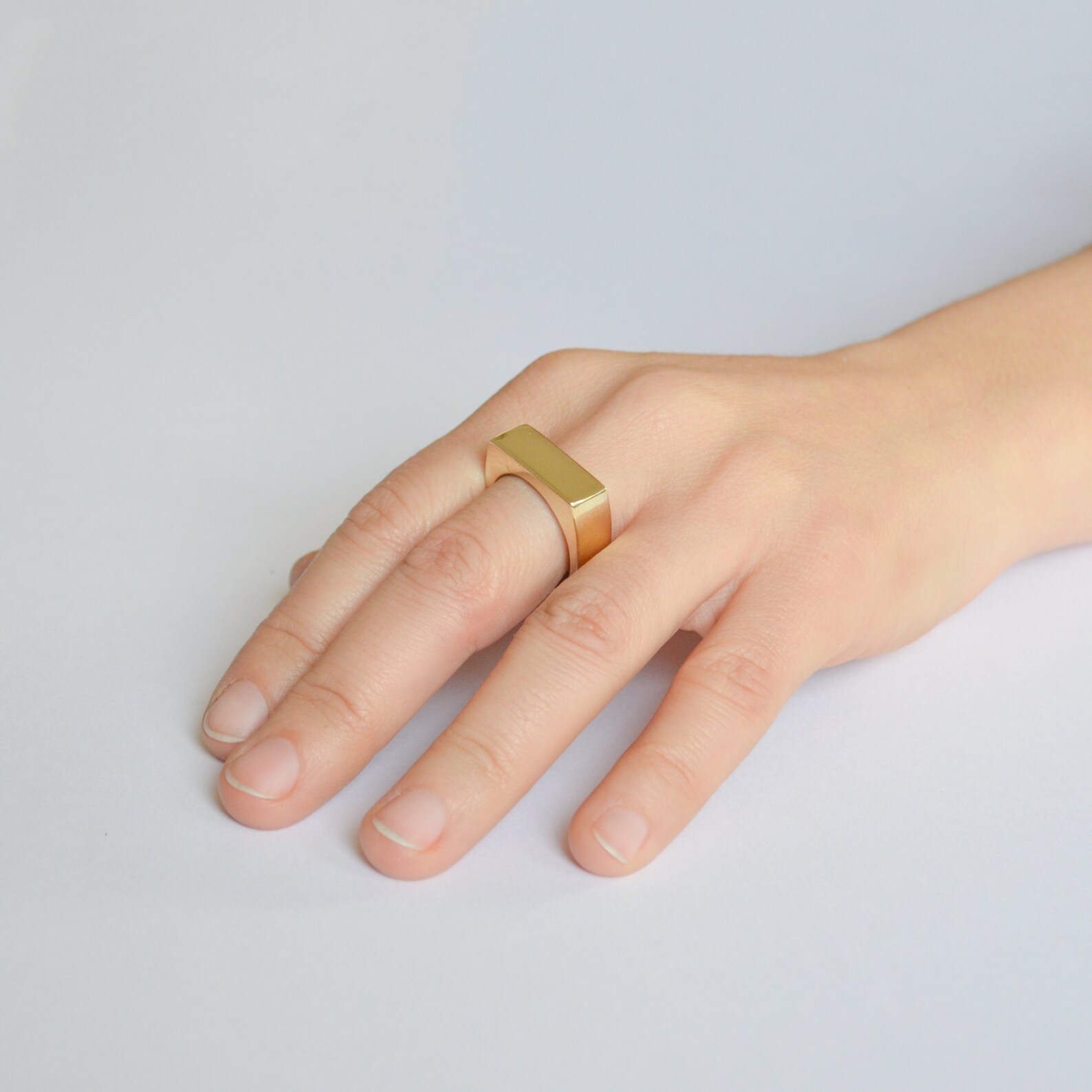 Gold Bar Ring, Ring for Women, 14k Gold Ring, Signet Ring, Designer ...