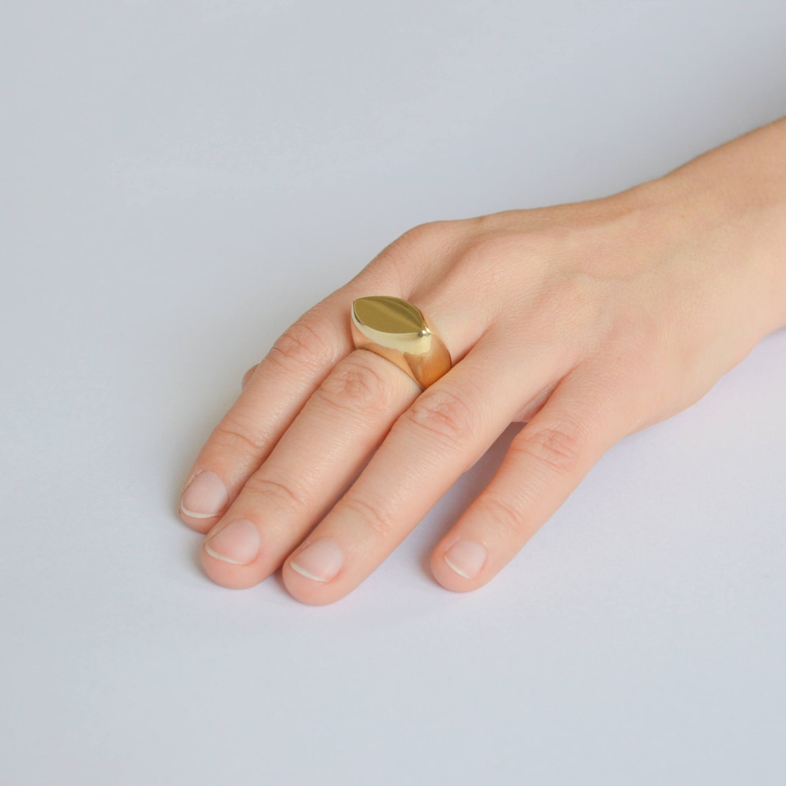 Oval High Signet Ring Solid Gold Signet Ring Trendy Gold - Etsy