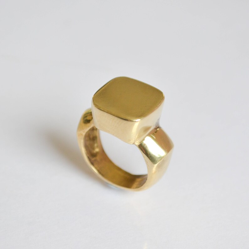 Square Signet Ring Statement Square Ring 14k Gold Ring for - Etsy