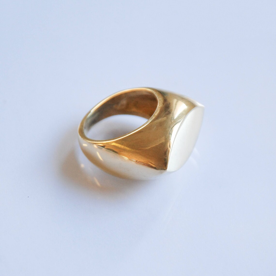 Oval High Signet Ring Solid Gold Signet Ring Trendy Gold - Etsy